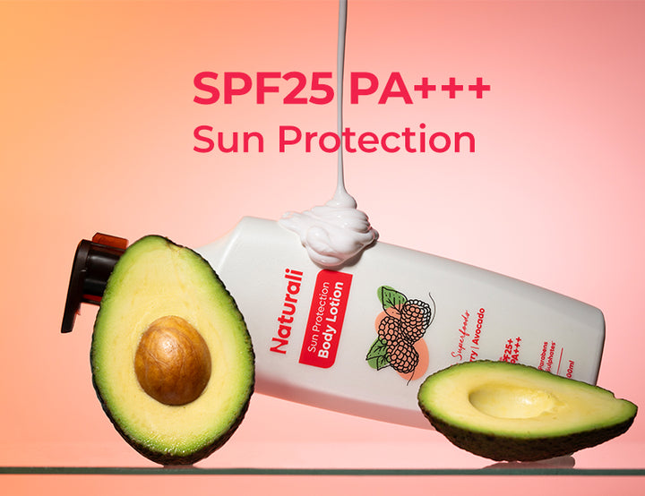 Naturali Sun Protection Body Lotion with SPF25 PA+++ infused with Rasp