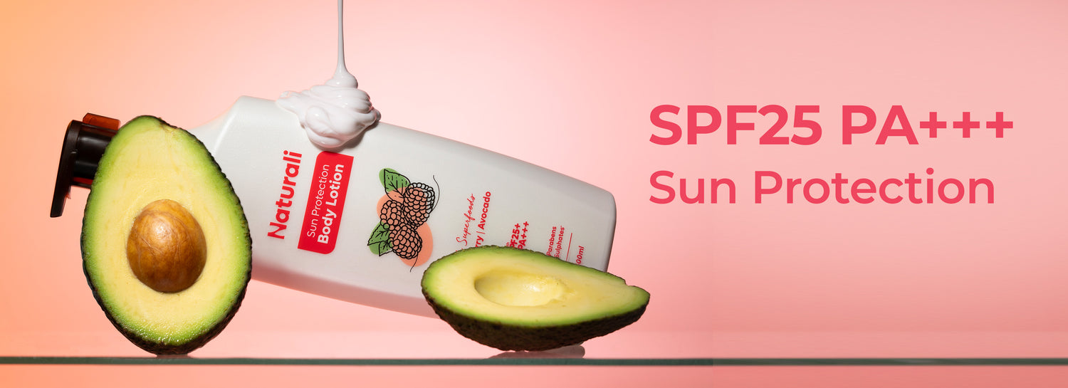 Naturali Sun Protection Body Lotion with SPF25 PA+++ infused with Rasp